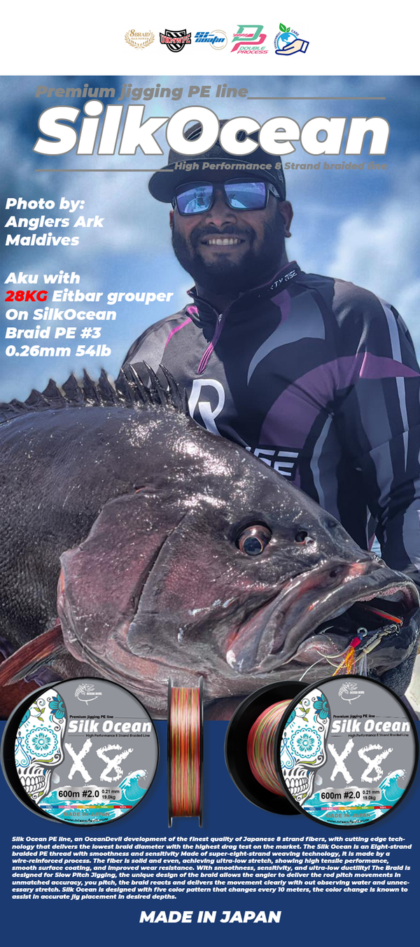 OCEAN DEVIL Silk Ocean Premium Slow Jigging PE line (Multi-Color)